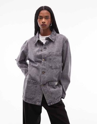 CAT CAT - WWR - Regular-Fit-Hemdjacke aus Denim in grauer Acid-Waschung