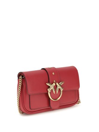 Pinko Womens Love One Shoulder Bag Rosso Rio-Antique Gold Calf Leather Bos Taurus