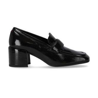 Halmanera Schwarzer Gl&auml;nzender Lederloafer mit Abs&auml;tzen - - Shoes - Damen - Schwarzk - 38 1/2 EU