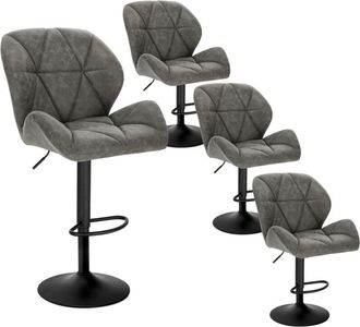 Woltu Barhocker 4er Set, Barstuhl Höhenverstellbar, Bistrohocker mit Rückenlehne, höhenverstellbar, 360° Drehbar, Tresenhocker aus Kunstleder, belastbar