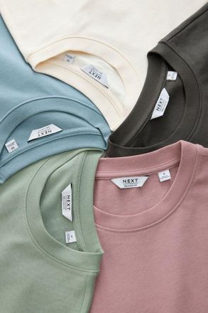 Next T-Shirt Relaxed Fit Shirts 100 % schwere Baumwolle, 5 Stk. (5-tlg)