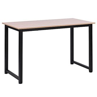 HOMCOM Table dordinateur Table de Salle &agrave; Manger 120L x 60l x 76H cm ch&ecirc;ne et Noir Multifonction Grand Plateau Cadre Robuste en m&eacute;tal