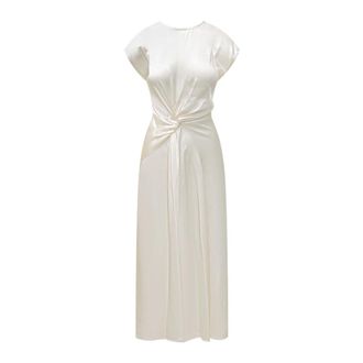 Victoria Beckham Femme, Robes, Beige, Taille: 36 FR Robe Midi &agrave; Taille Torsad&eacute;e