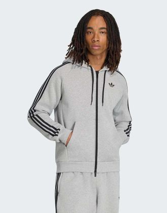 adidas Originals Adicolor - Sweat &agrave; capuche avec bandes sur la capuche - Gris chin&eacute; moyen