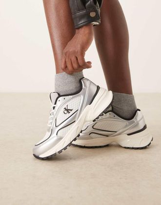 Calvin Klein Jeans Baskets de course en tulle - Argenté