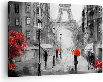Arttor Bilder auf Leinwand Paris Stadt Zuhause Leinwandbild mit Rahmen 70x50cm Wandbilder Dekoration Wohnzimmer Schlafzimmer Küche Deko Klein Wanddeko Bild W