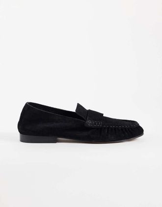 Asos Marlowe weiche Loafer mit Raffungen in schwarzem Wildleder