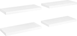 Generic Schwebendes Wandregal, 4 St&uuml;ck, MDF, Hochglanz-Wei&szlig;, Schwebendes Regal, 23/40/50/60/80/90/120 cm, Wandregal f&uuml;r Wohnzimmer/Arbeitszimmer/Bad/K&uuml;che (60