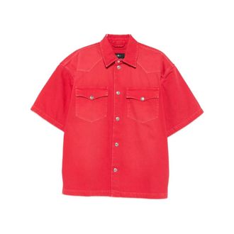 7 For All Mankind Denim Kurzarmhemd - - Shirts - Herren - Rot - M