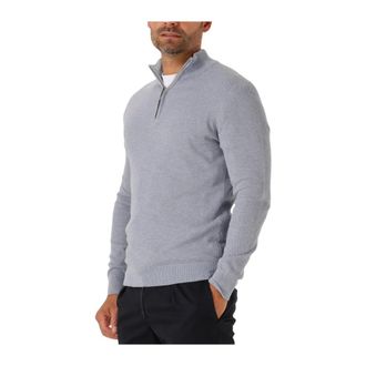 Profuomo Blauer Half Zip Pullover Twinkle Slub - - Knitwear - Herren - Grau - L