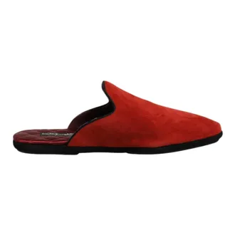 Dolce & Gabbana Orange Wildleder Slides Flache Schuhe - - Shoes - Herren - Orange - 40 EU