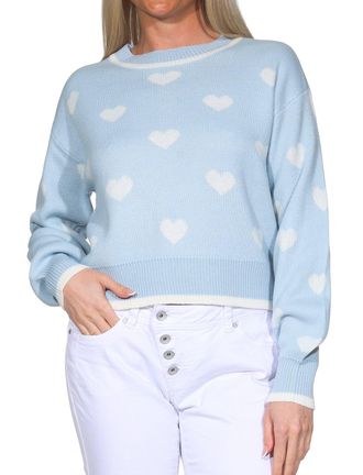 Jacqueline de Yong JdY Damen Jdyromance L/S Jacq. Pullover KNT Noos, Celestial Blue, S