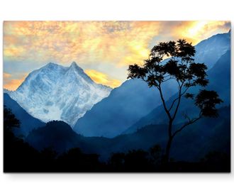 Paul Sinus Art einsamer Baum am Himalaya, Nepal - Leinwandbild 120x80cm