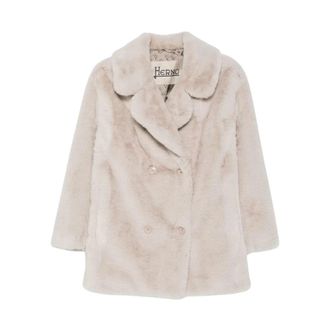 Herno Zweireihiger Mantel aus Webpelz - - Coats - Damen - Beige - L