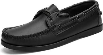 Generic Chaussures bateau plates en cuir pour homme - Style r&eacute;tro &agrave; enfiler - Semelle souple antid&eacute;rapante - Chaussures d&eacute;contract&eacute;es pour le travail, la marc