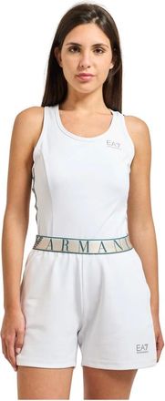 Emporio Armani Femme, Sport, Blanc, Taille: 44 FR Bodysuit avec bande de marque et logo poitrine