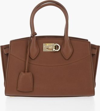 Ferragamo Hammered Leather Handbag with Gold Detail Salvatore Ferragamo