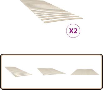 vidaXL Lattenroste mit 34 Latten 2 Stk. 90x200 cm - Holz Lattenrost - Lattenrost 90x200 - Lattenrost Massiv - Lattenrost Zusammenfaltbar