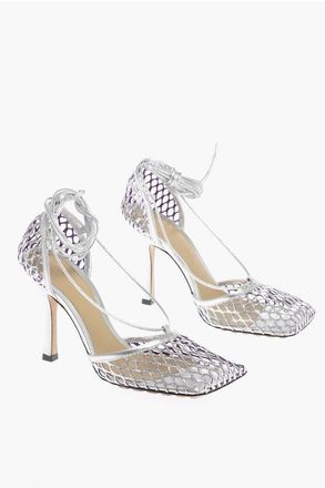 Bottega Veneta Fishnet Sandals Metallic Effect Heel 10 cm size 35,5