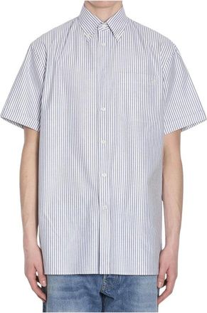 Valentino Garavani Homme, Chemises, Bleu, Taille: M Chemise en coton &agrave; manches courtes avec broderie VLogo