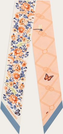 Ferragamo Damen Mini-Bandeau-Tuch in Verarbeitung mit Ramage-Print Beige