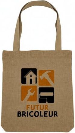 Fabulous Sac Shopping Tote Bag Aspect Lin - Futur Bricoleur M&eacute;tier Manuel Maison - Sac de Courses Toile Epaisse 360g Beige Naturel Cabas Port&eacute; Epaule Solide Im