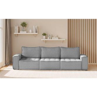 Fun Möbel Sofa Modulsofa 3-teilig SANDE 3-Sitzer Stoff Raven Grau