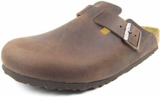 Birkenstock Clogs Boston de Cuir en Narvic Rayures Beiges 40.0 R EU