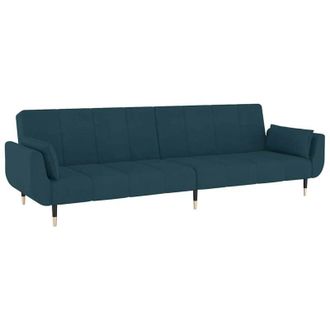 vidaXL Schlafsofa 2-Sitzer mit 2 Kissen Blau Samt Vidaxl