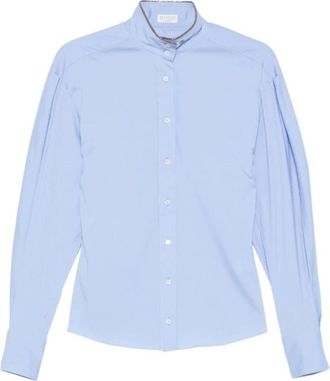 Brunello Cucinelli Hemdbluse mit Puff&auml;rmeln - - Blouses & Shirts - Damen - Blau - M