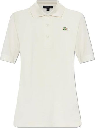 Lacoste Femme, Tops, Beige, Taille: 40 FR Polo en soie Coupe Slim Runway Crocodile Orn&eacute; de Perles
