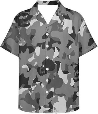 Keephen TangoDS Squelette Camouflage Chasse Impression 3D Chemise Hawaiienne pour Femmes Hommes Col &agrave; Revers Manches Courtes Chemises &agrave; Boutons F&ecirc;te Chemises 