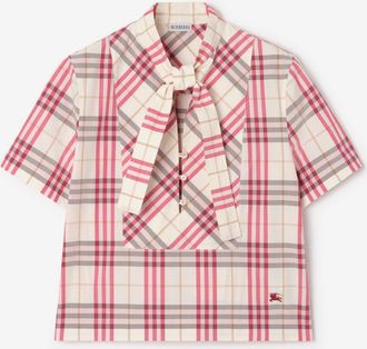 Burberry Chemisier foulard court en coton Check, Size: 04