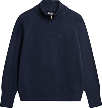 Superdry Damen Classic Cotton Strickpullover mit Rei&szlig;verschluss Finster Marineblau 36