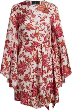 Etro Femme, Robes, Multicolore, Taille: 40 FR Mini-robe &agrave; imprim&eacute; floral et &agrave; nouer &agrave; la taille