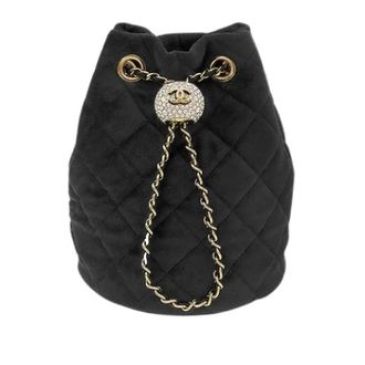 Chanel Sac seau matelass&eacute; en velours Pre-owned - Femme - Pre-owned - Noir - Taille: ONE Size