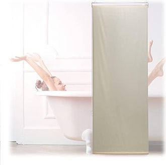 Relaxdays Duschrollo, 60x240 cm, Seilzugrollo für Dusche & Badewanne, Decke & Fenster, Badrollo wasserabweisend, beige