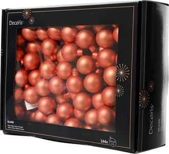 Kaemingk Weihnachtskugeln am Draht Glas 2,5cm x 144 Stück Spiegelbeeren Matt - kleine Dekokugeln - Christbaumschmuck & Weihnachtsdeko - Warmorange