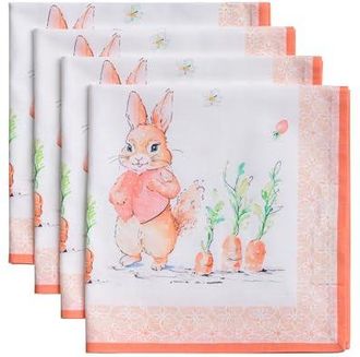 Maison d'Hermine Lot de 4 serviettes de table d&eacute;coratives 100 % coton - Lavables - Pour d&icirc;ner, f&ecirc;te pr&eacute;natale, f&ecirc;te pr&eacute;natale - Printemps/&eacute;t&eacute; (45 x 45 cm)
