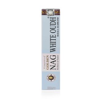 NKlaus Golden Nag White Oudh Räucherstäbchen - 15g edles orientalisches Räucherwerk mit Oudh-Harz für Meditation, Entspannung & sinnliche Atmosphäre