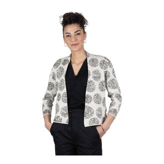 Alessia Santi Kurze wei&szlig;e Jacquard-Strickjacke ohne Kn&ouml;pfe - - Knitwear - Damen - Wei&szlig; - XL