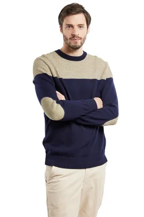 Armor Lux Herren Lang&auml;rmeliger Jacquard J7 Deauville Pullover, Marine Deep/Wei&szlig;/Samoan S, X-Large