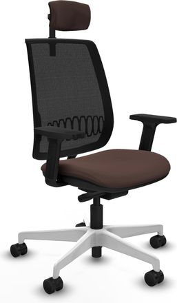 Piqueras y Crespo Ergonomischer Stuhl, Alaro-Kopfst&uuml;tze mit 2D-Armen, h&ouml;henverstellbare Lendenwirbelst&uuml;tze und h&ouml;henverstellbares Kopfteil, Schwarz / Dunkelbraun