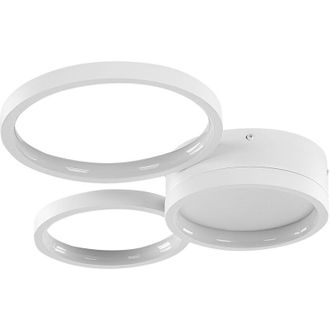 Beliani Beliani - Plafonnier Moderne en Anneau &agrave; 3 Lampes led Int&eacute;gr&eacute;es M&eacute;tal Rond Blanc Agnat