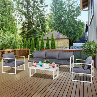 M&S Collection M&s - Salon de jardin en aluminium 5 places + table basse rectangle