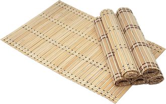 Mendler 6-teiliges Tischset HWC-C13, Platzdeckchen Tischmatte Platzset, Bambus abwaschbar 45x30cm - Hellbraun