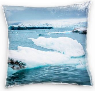 Paul Sinus Art Winter, Eisscholle, Eisberg, Island, t&uuml;rkis Deko Kissen 40x40cm f&uuml;r Couch Sofa Lounge Zierkissen - Dekoration zum Wohlf&uuml;hlen
