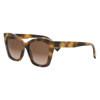 Fendi Lettering Havana Square Sonnenbrille - - Accessories - unisex - Mehrfarbig - 55 MM