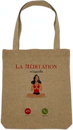 Fabulous Sac Shopping Tote Bag Aspect Lin - La M&eacute;ditation MAppelle Zen Maison - Sac de Courses Toile Epaisse 360g Beige Naturel Cabas Port&eacute; Epaule Solide Impri