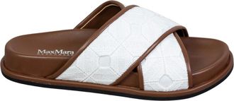 Max Mara Femme, Chaussures, Blanc, Taille: 39 EU Peonie Embroidered Slides